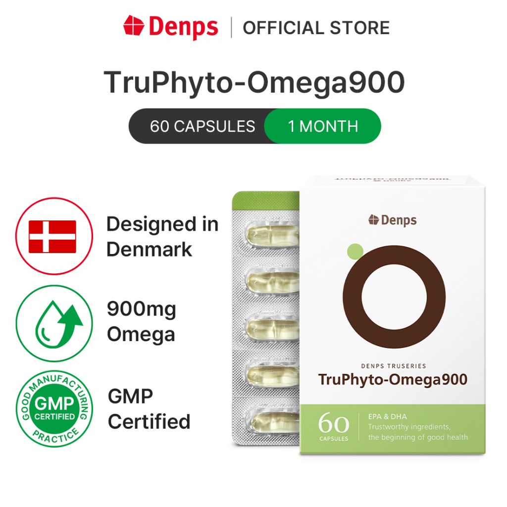 Denps TruPhyto-Omega 900 100% Plant-based Microalgae Omega-3, Less odor ...