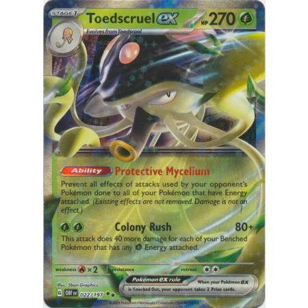 English Pokemon Toedscruel ex - 022/197 - Ultra Rare Obsidian Flames ...