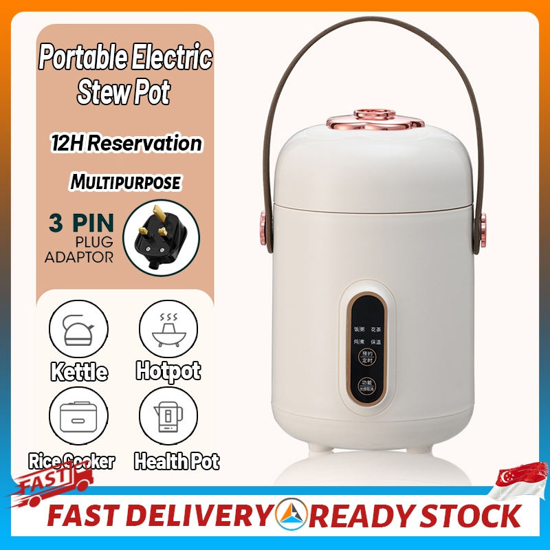 [Ready Stock]Electric Stew Pot Mini Rice Cooker Multifunction Portable Pot Non-Stick Instant ...