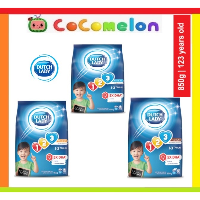 Dutch Lady 123 Plain / Chocolate / Honey Formulated Milk Powder 850g ...