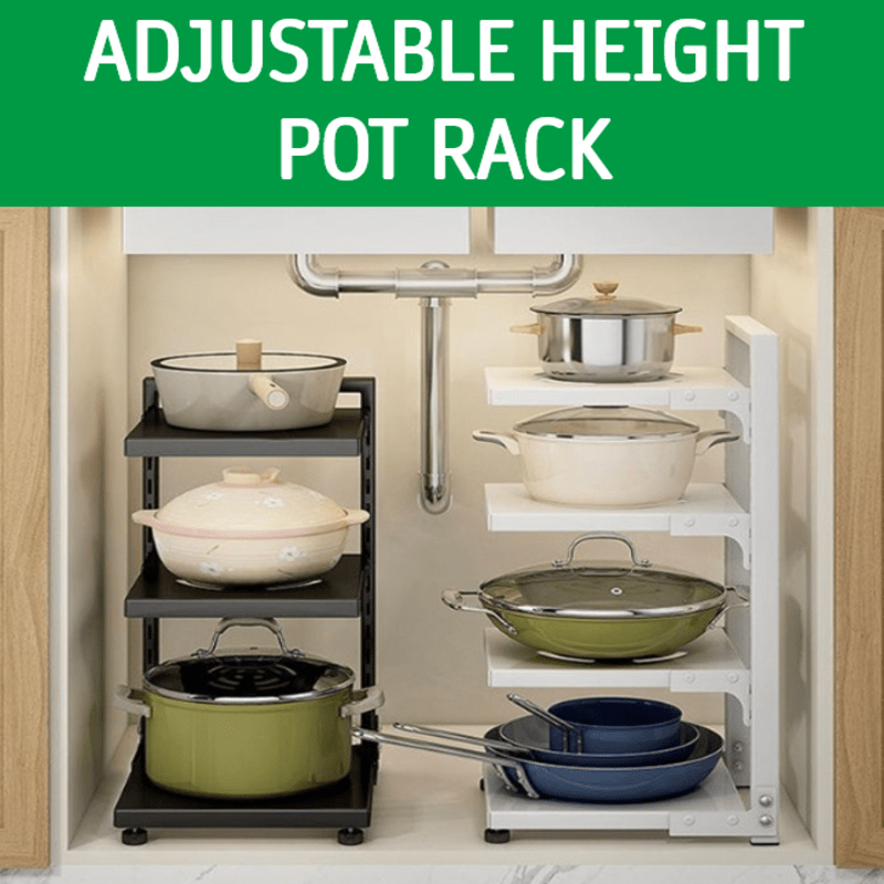 SG Seller Adjustable Pots Rack Upgraded Pot Organiser Under Sink Rack ...
