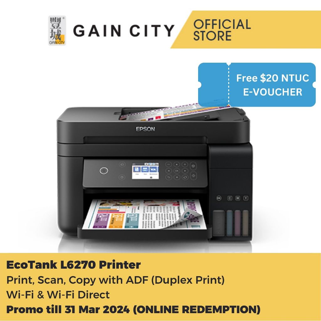 Epson A4 Ecotank Printer L6270 | Wifi | Adf | Print | Scan | Copy ...