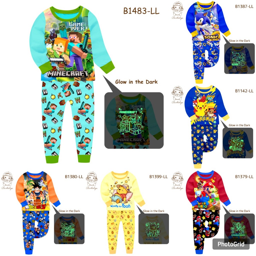 [SG LOCAL STOCK] Barbieliya Glow in the Dark Long Boys Pajamas (8-13y ...