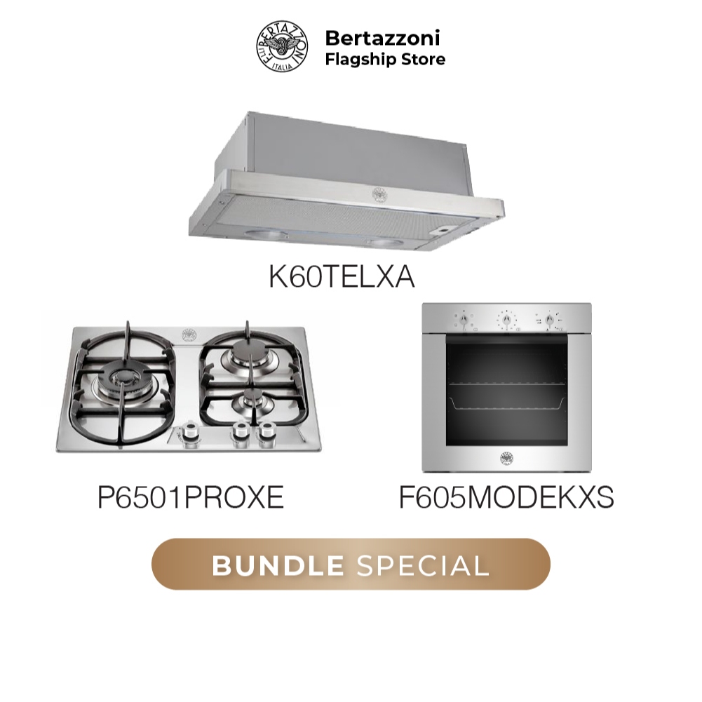 Bertazzoni 60cm 3-burner Gas Hob + Oven + Hob Bundle (P6501PROXE Gas ...
