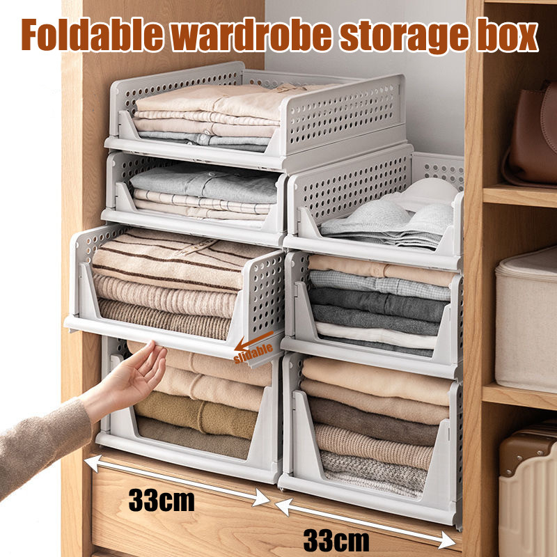 [SG Stock]Foldable Wardrobe Organiser Stackable Storage Desk Table ...