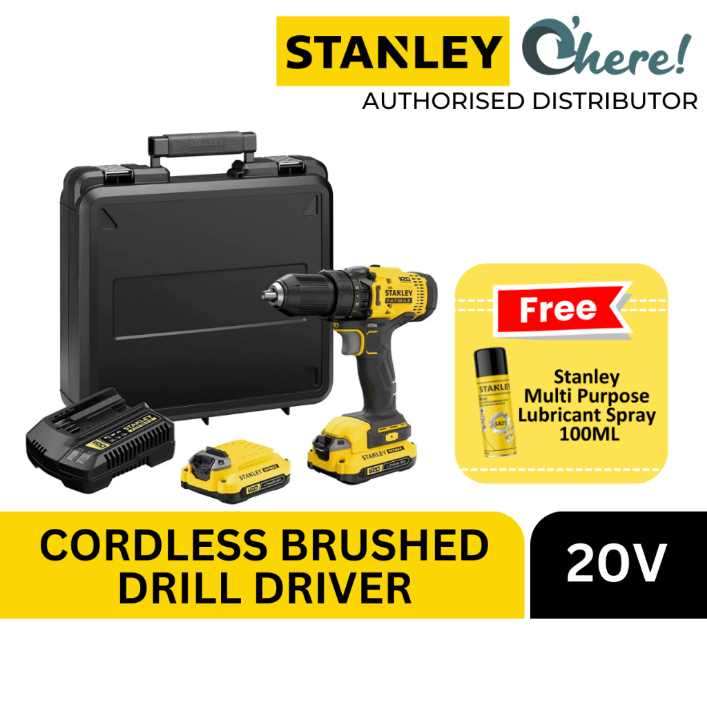 Stanley 20V Cordless Brushed Drill Driver SCD700D2K-B1 | Shopee Singapore