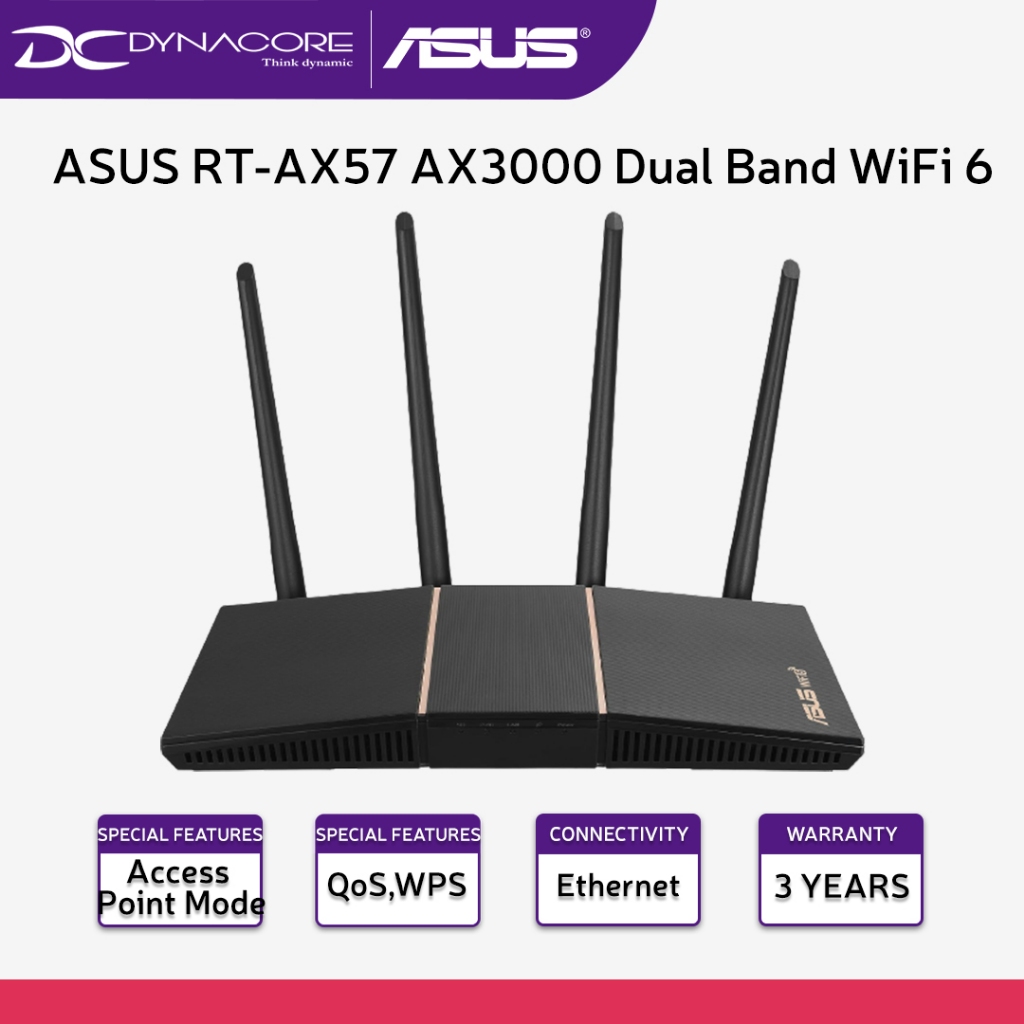 ASUS RT-AX57 AX3000 Dual Band WiFi 6 Extendable Router - 3 Years ...