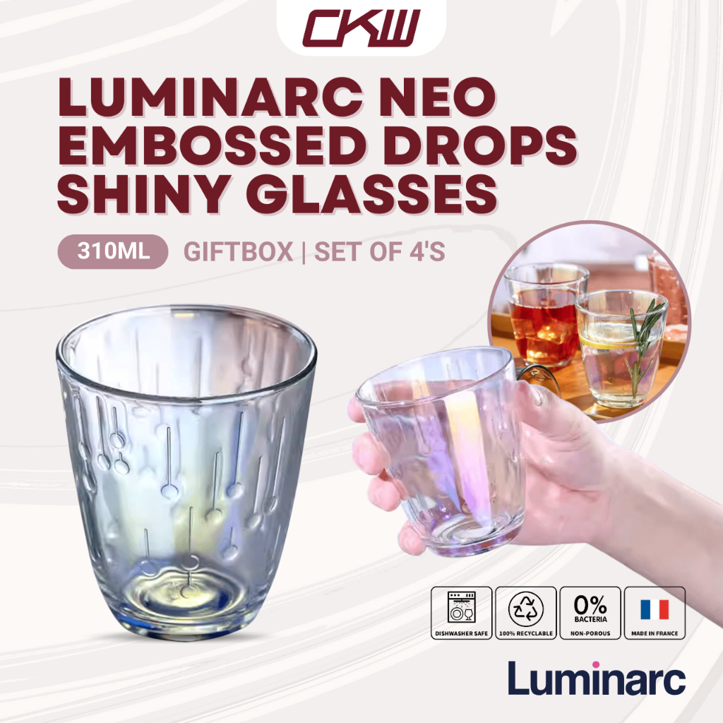 Luminarc Neo Embossed Drops Shiny 4 Piece Highball Glass Set [ Giftbox ...