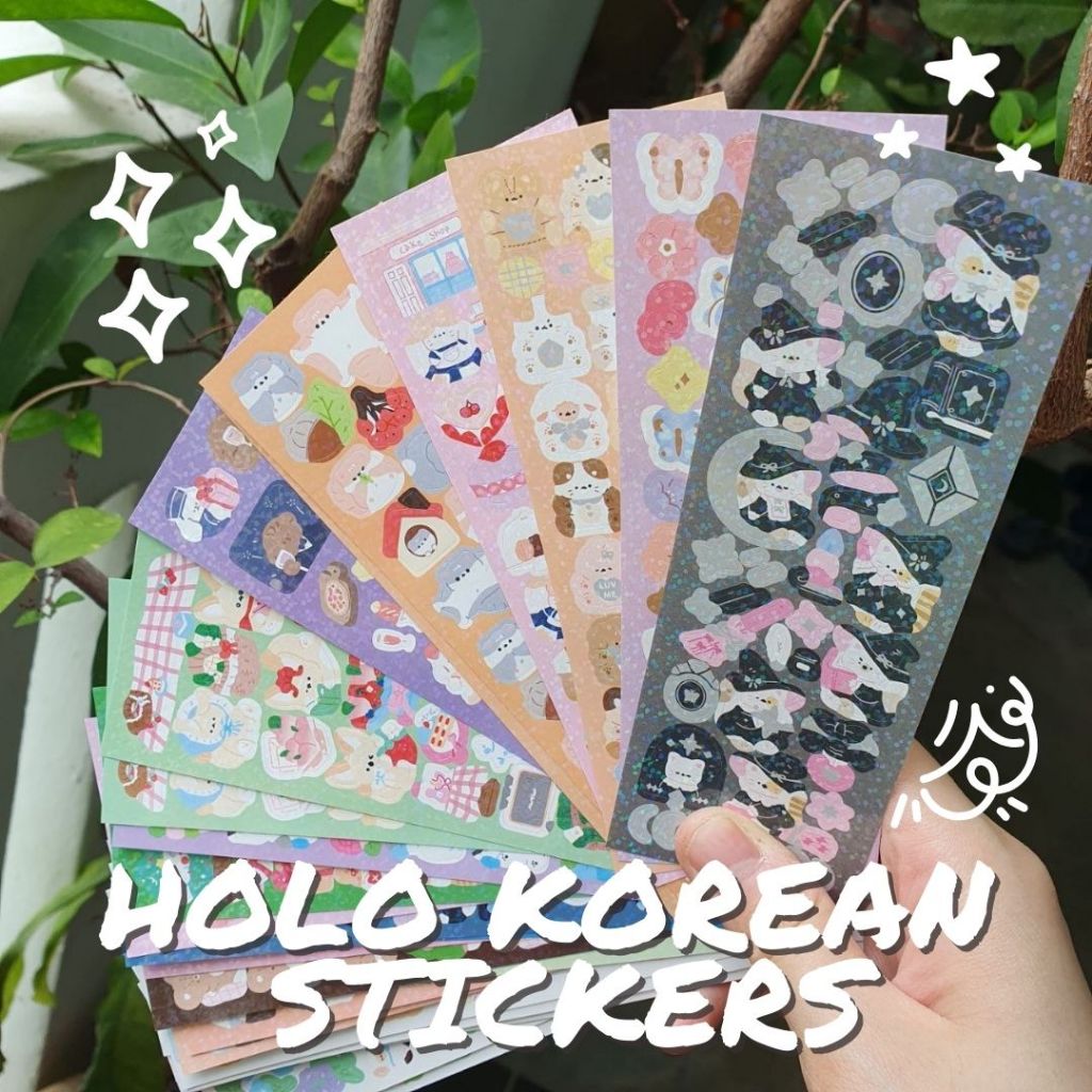 [SG] Cute Animals Holographic Korean Stickers Ins Aesthetic Y2K Cake ...