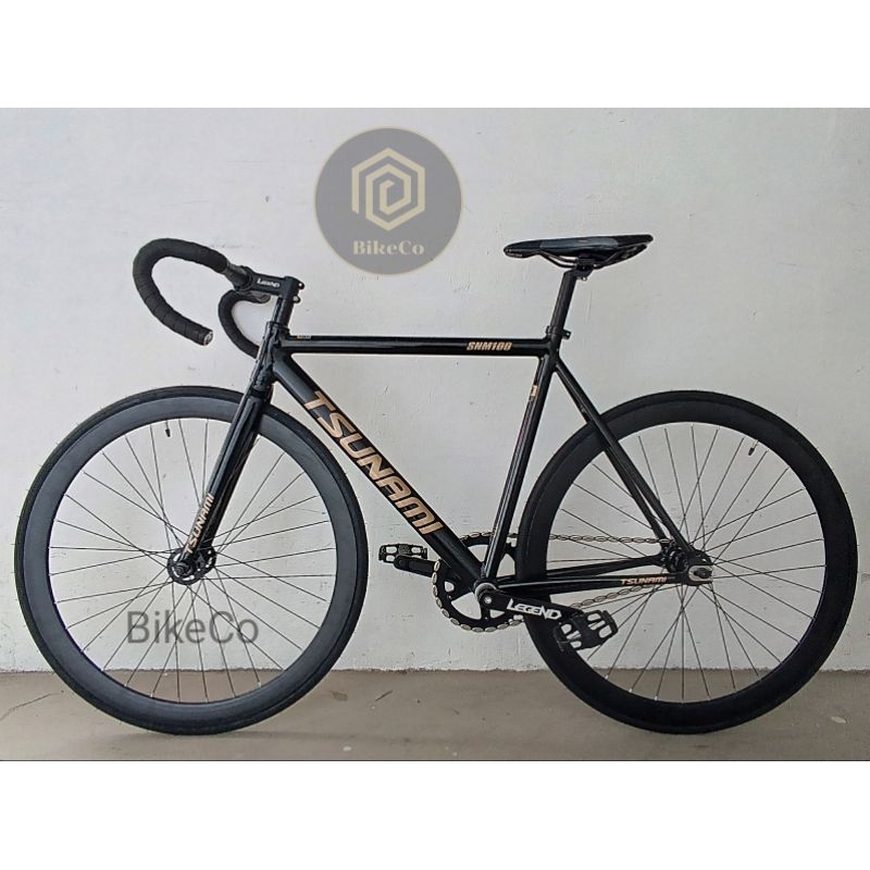TSUNAMI SNM-100 Premium Black Gold Fixie Bike | Fixed Gear Track Bicycle on | Shopee Singapore