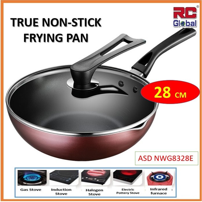 RC-Global ASD 28 cm non-stick cooker gas stove for cooking wok less ...
