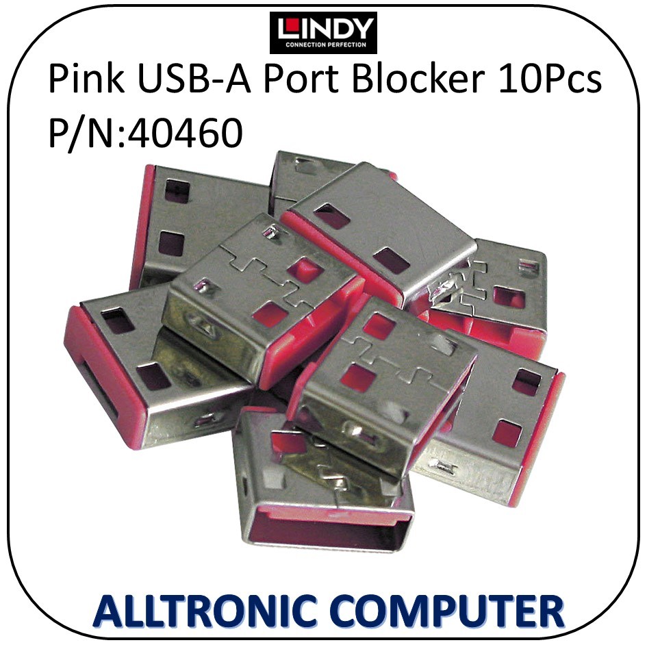 Lindy USB A Port Blocker Lock Pink P/N: 40460 Pack of 10pcs Blocker ...
