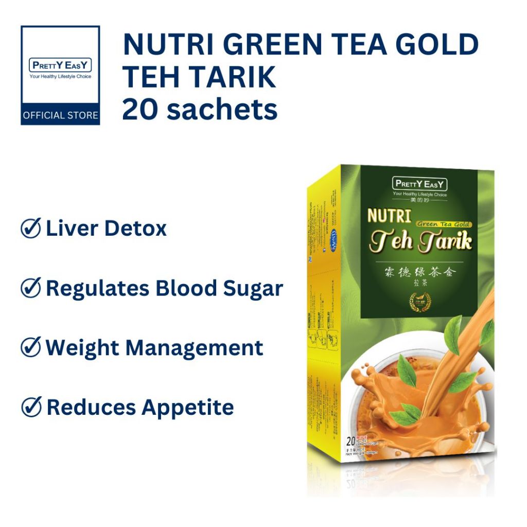 Nutri Green Tea Gold Teh Tarik 20 sachets - Superfood Tea, Blood Sugar & Pressure Regulation ...