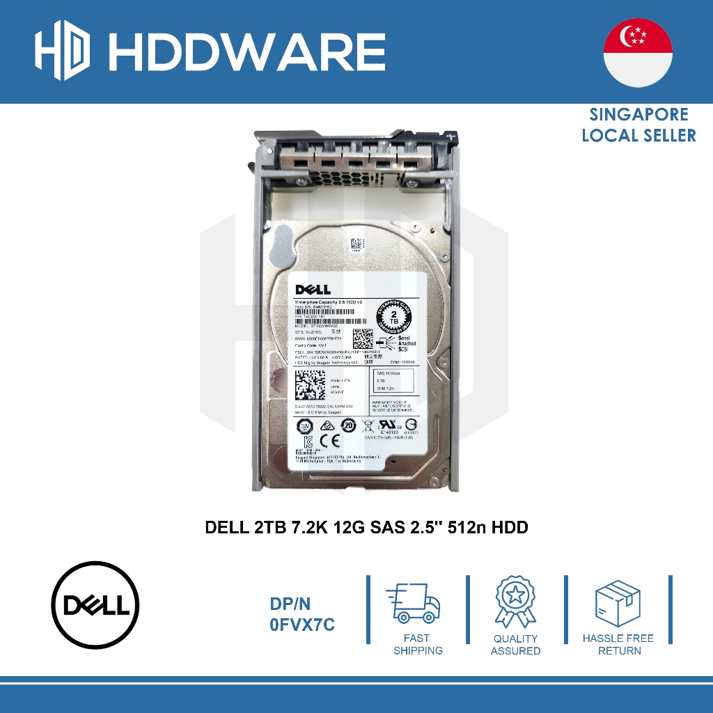 DELL 2TB 7.2K 12G SAS 2.5'' 512n HDD // 0FVX7C // FVX7C // ST2000NX0433 ...