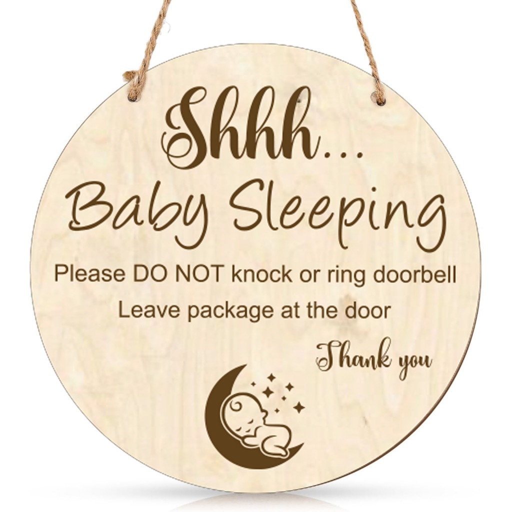 Baby Sleeping Door Sign Do Not Knock or Ring Doorbell Wooden Baby ...