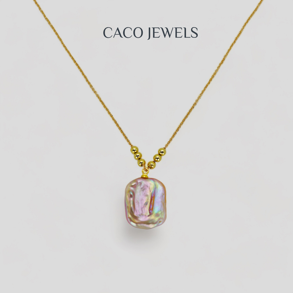 CACO Freshwater Purple Baroque Pearl Pendant Necklace 14K Gold Plated ...