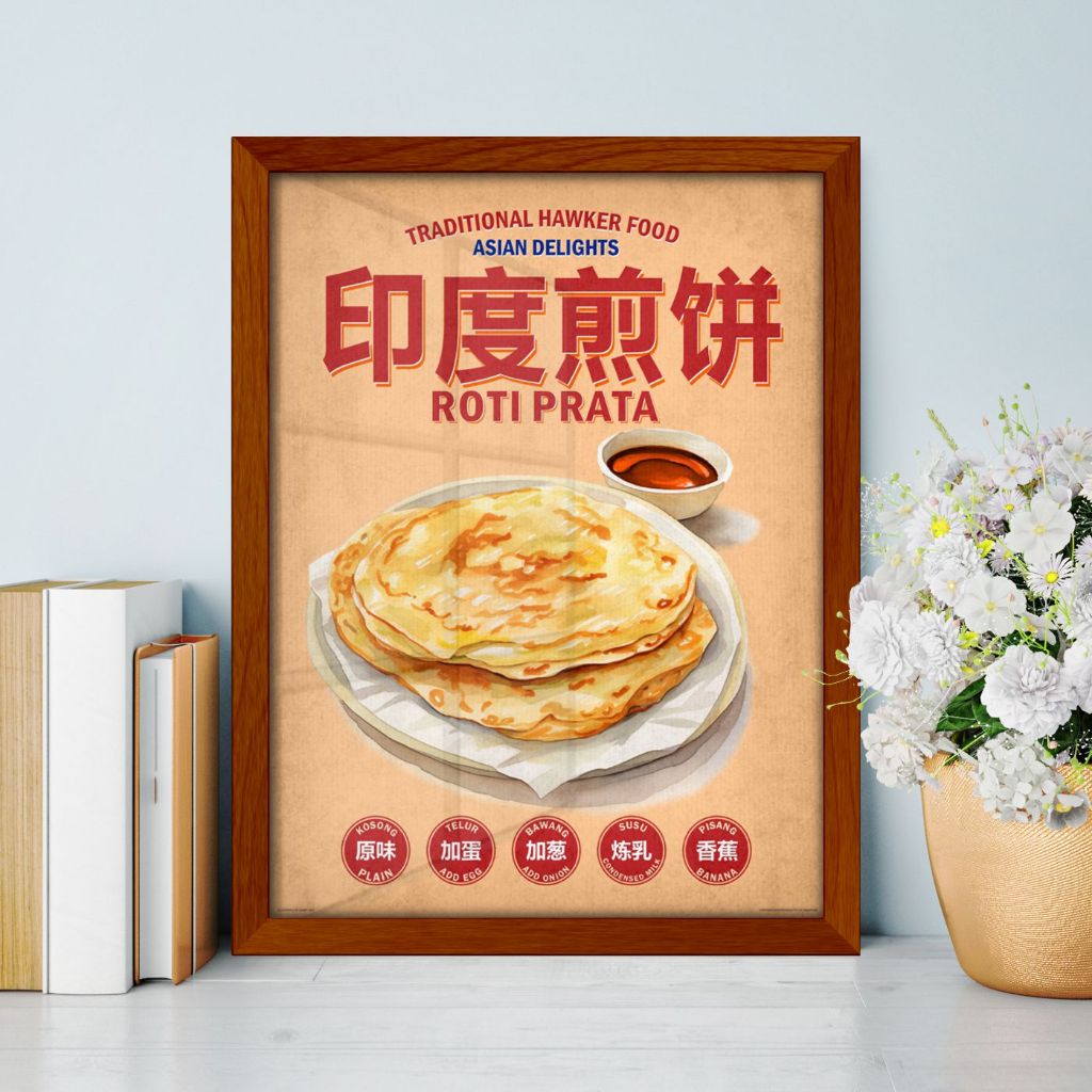 Traditional Hawker Food - Roti Prata Artprint Mini Poster Wall ...
