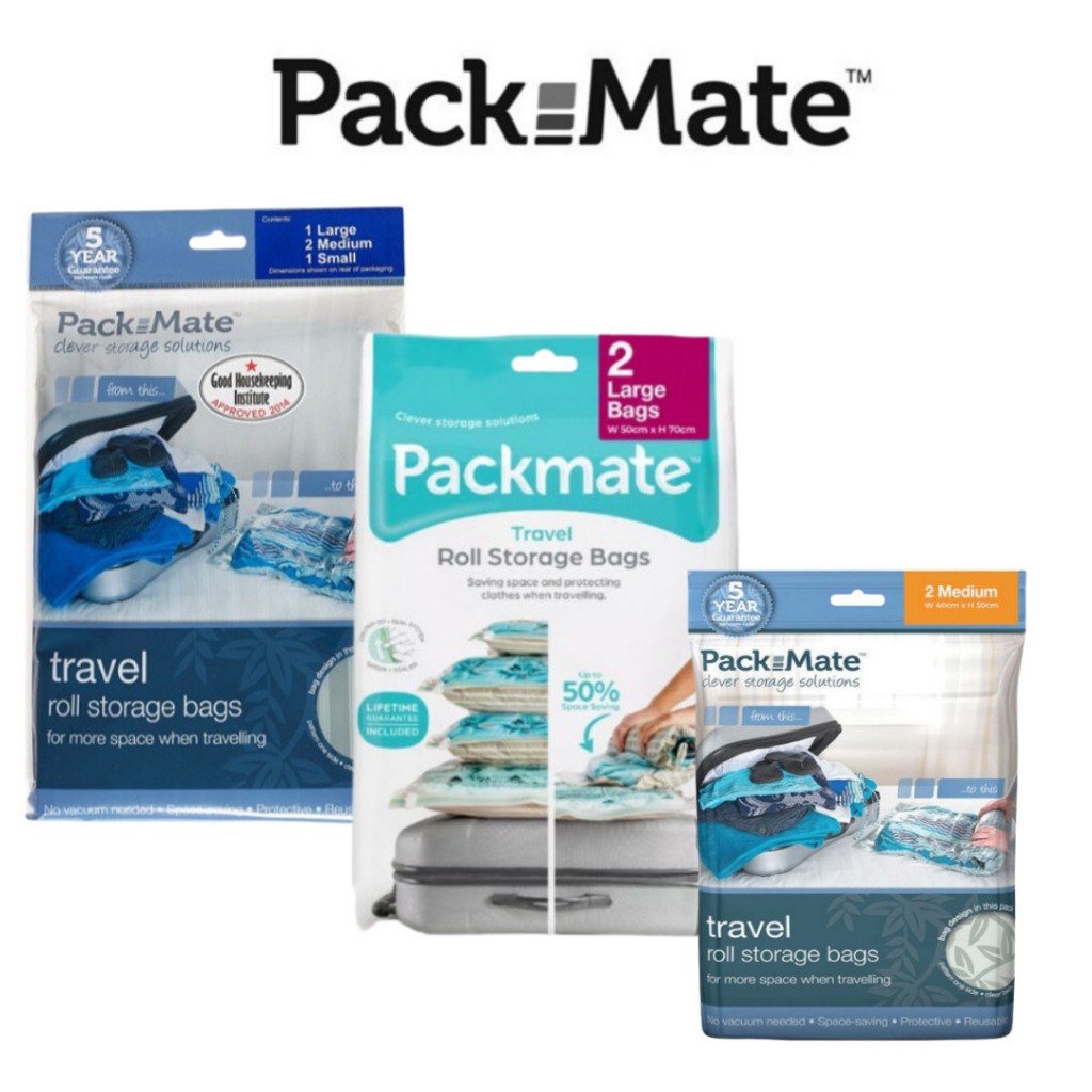 Packmate Travel Roll Vacuum Storage Bags - Small/Medium/Large - Space ...