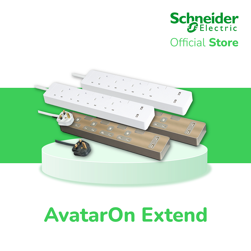 Schneider Electric AvatarOn Extend- 4gang Trailing socket with ...