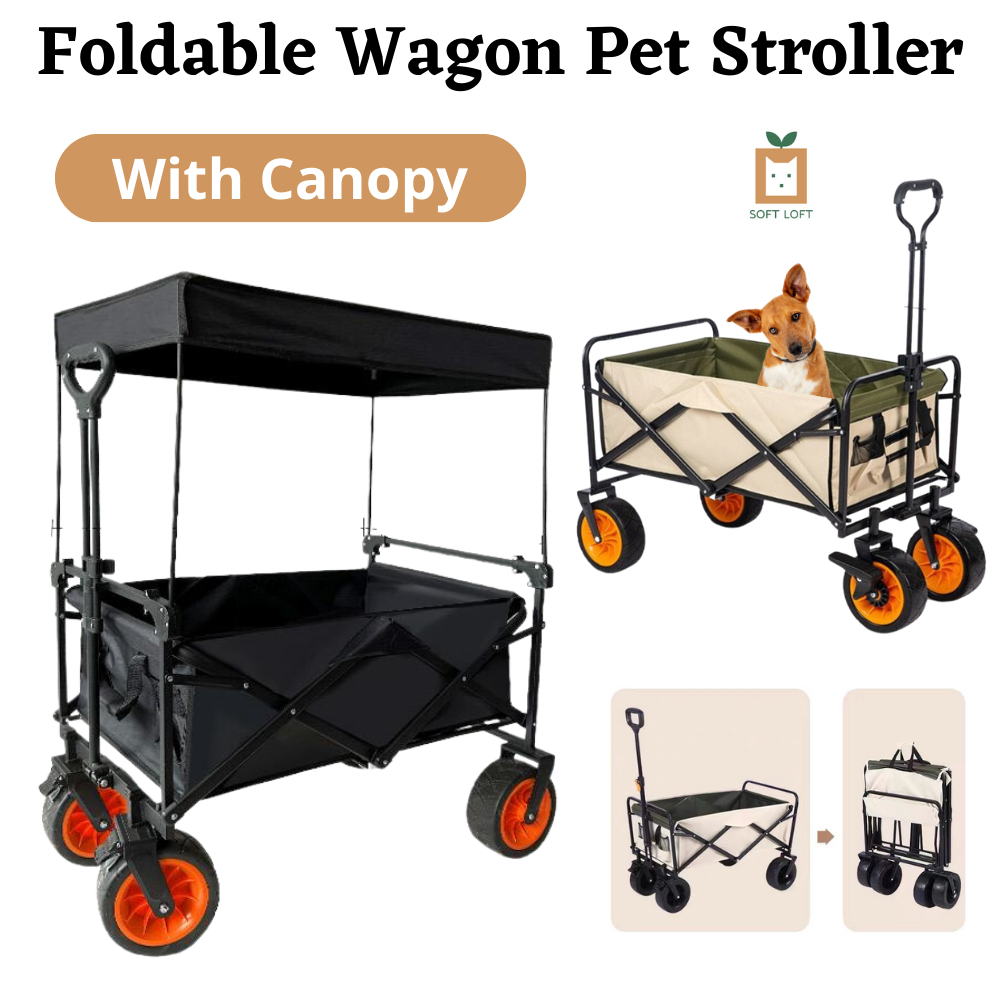 [SG SELLER] Pet Wagon Trolley Pets Travel Wagons Foldable Wagon ...