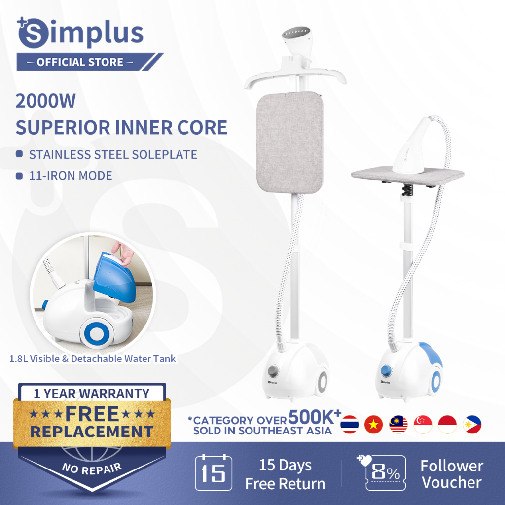 Simplus Garment Steamer With Ironing Board Rotatable Handheld 2000W 2 In 1 | Shopee Singapore