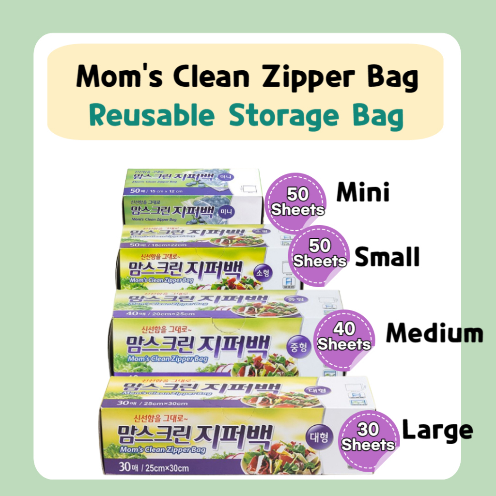 [Mom's Clean] Korea Fresh Zipper Bag / Resealable Storage / Freezer ...