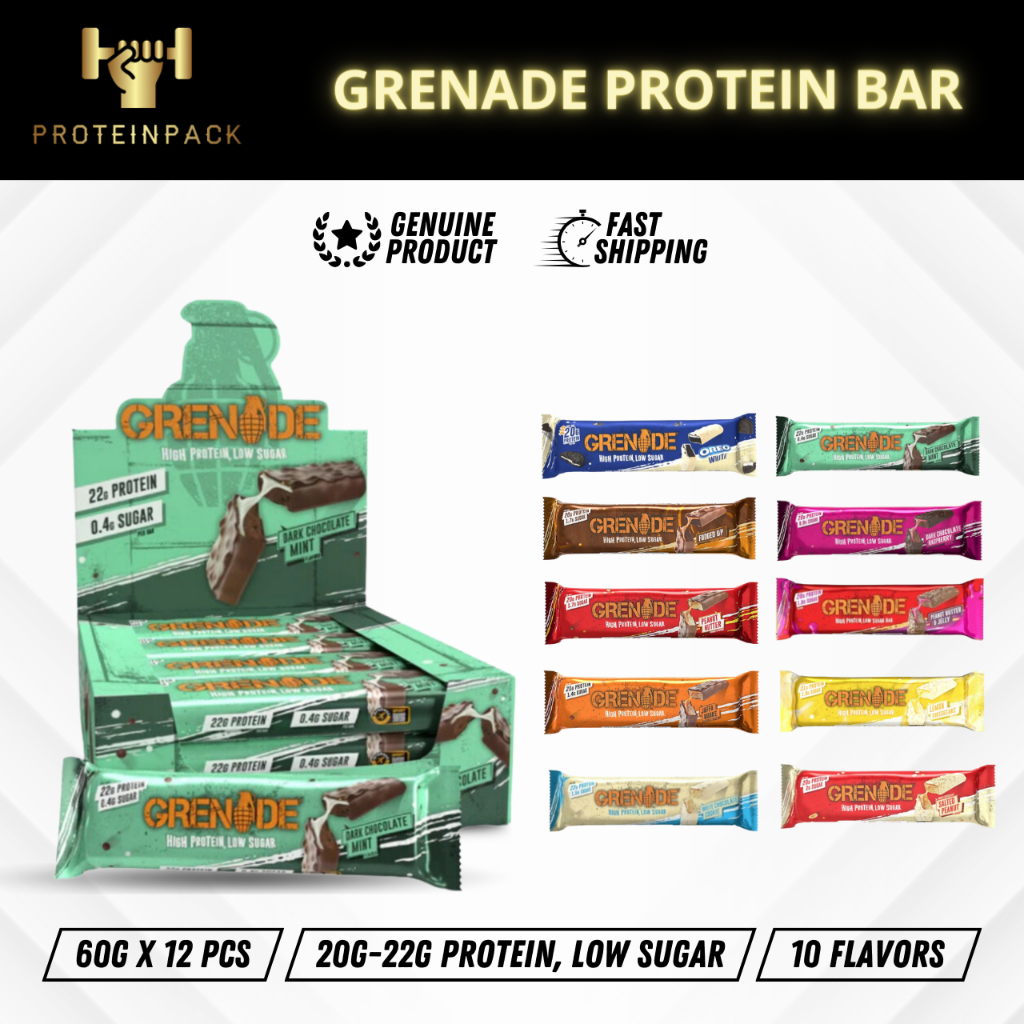 [Bundle of 12] Grenade Protein Bar 60g High Protein | Low Sugar | On ...