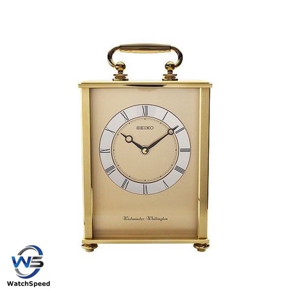 Seiko Carriage Clock QHJ201 QHJ201G Westminster and Whittington Chime ...