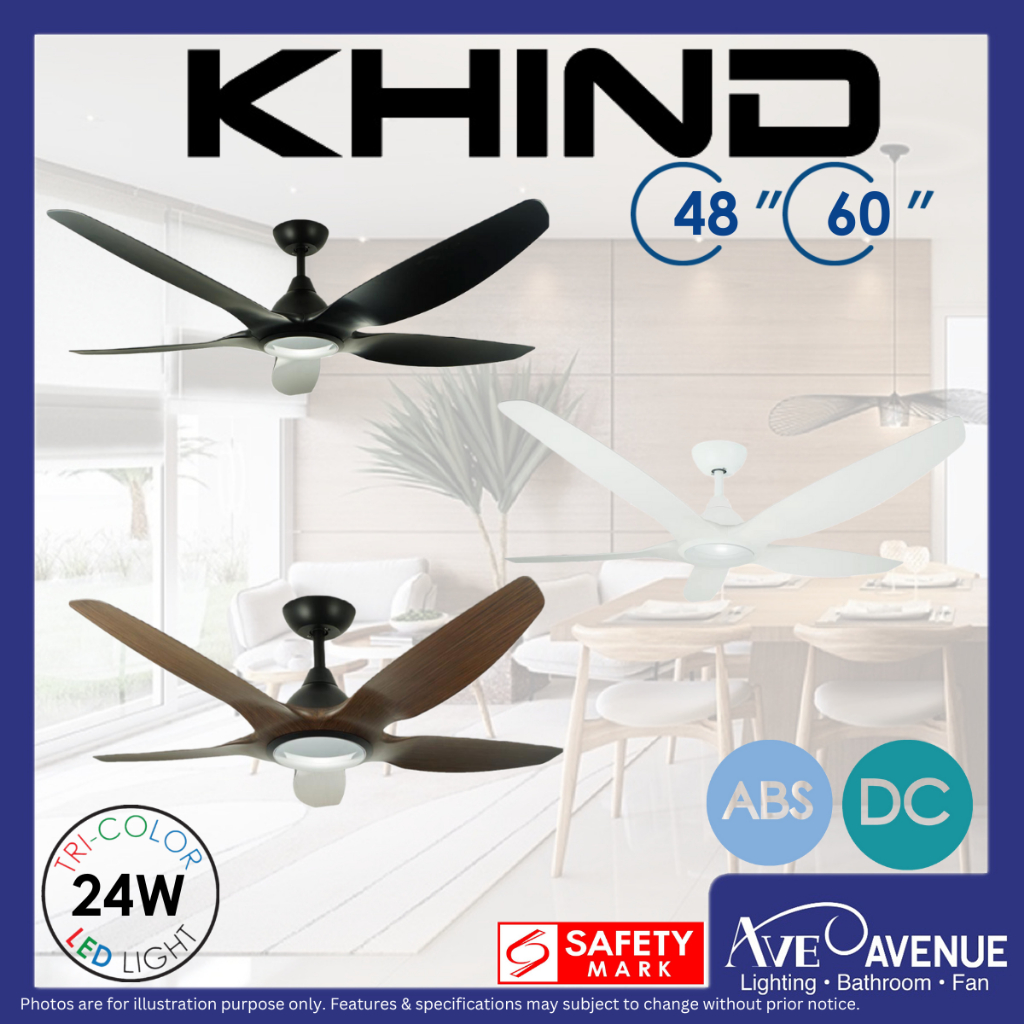 KHIND Jupiter DC Motor Ceiling Fan with 3 Tone LED Light Kit and Remote ...