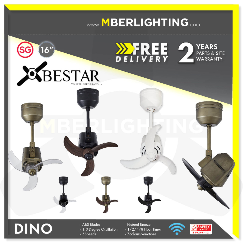 [Safe Install ] BESTAR Dino 16inch Corner Fan With 5Speed Remote, 110 ...