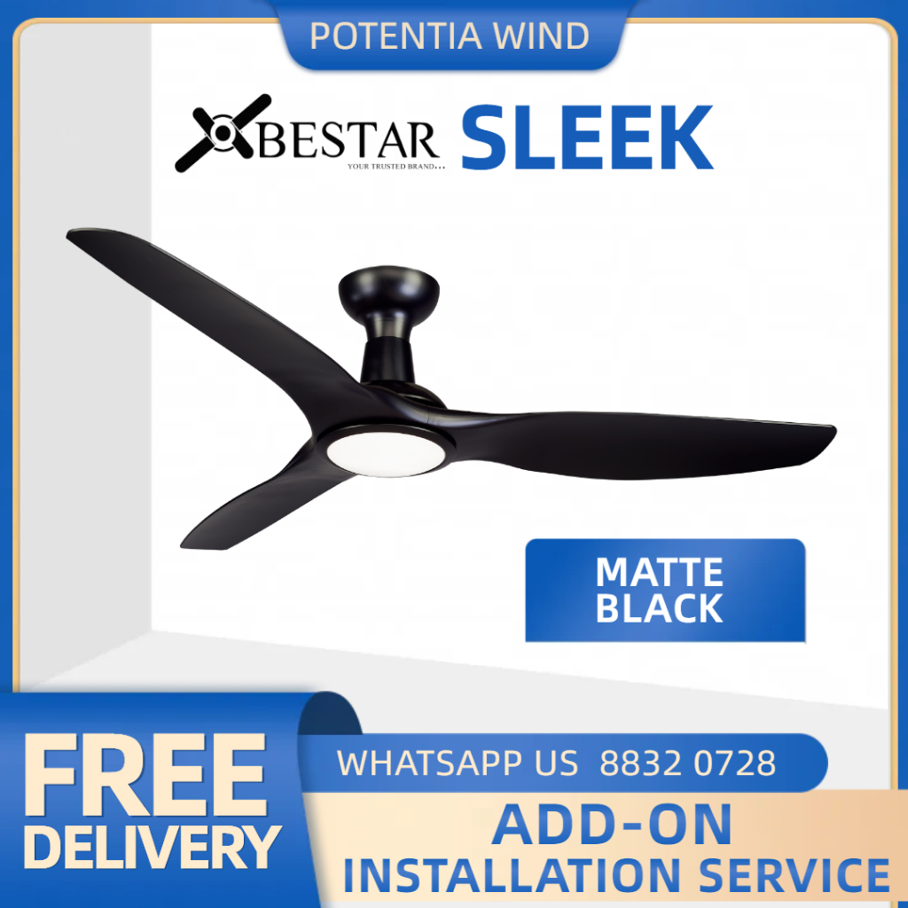BESTAR SLEEK CEILING FAN 3 BLADES CEILING FAN WITH LED LIGHT ADD ON ...
