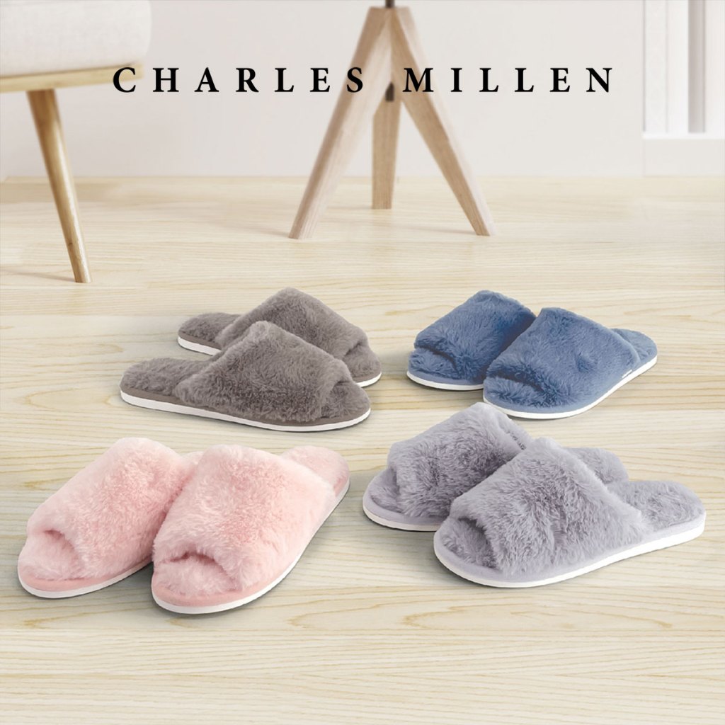 (2 Pairs Ladies Bedroom Slippers) Charles Millen GABY FLUFFY FUR ...