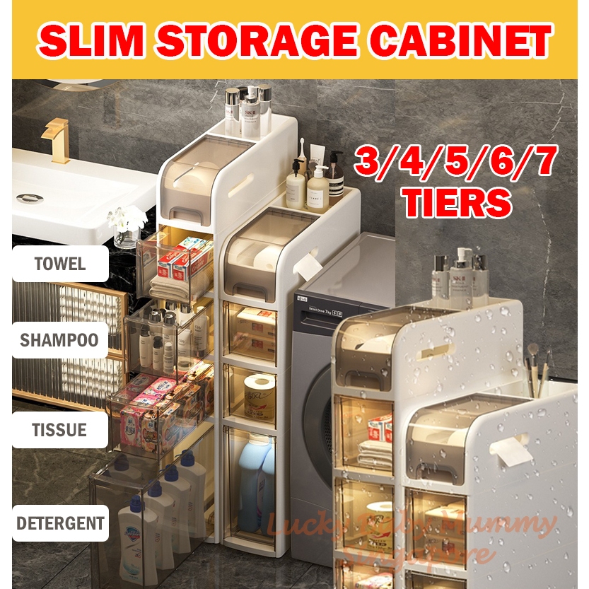 Bathroom Slim Storage Cabinet, Space-saving Slim Design Storage Rack ...