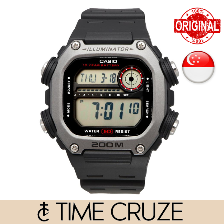 [Time Cruze] Casio DW-291 Big Case Illuminator Digital Black Resin Men ...