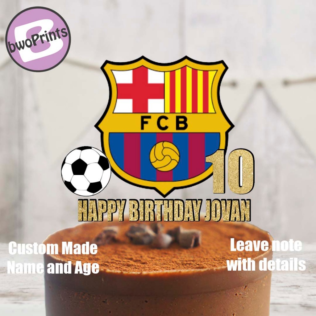 Football Club Barcelona FC Cake Topper Birthday Cupcake Toppers Banner ...