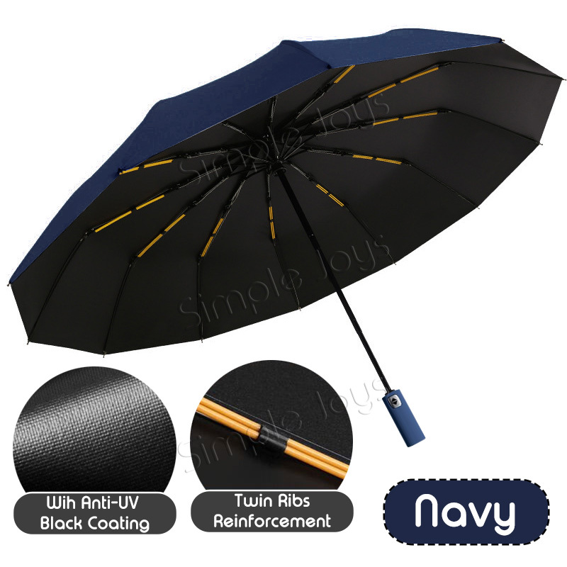 12 Ribs Automatic Umbrella Super Windproof Large Umbrella Auto Open ...