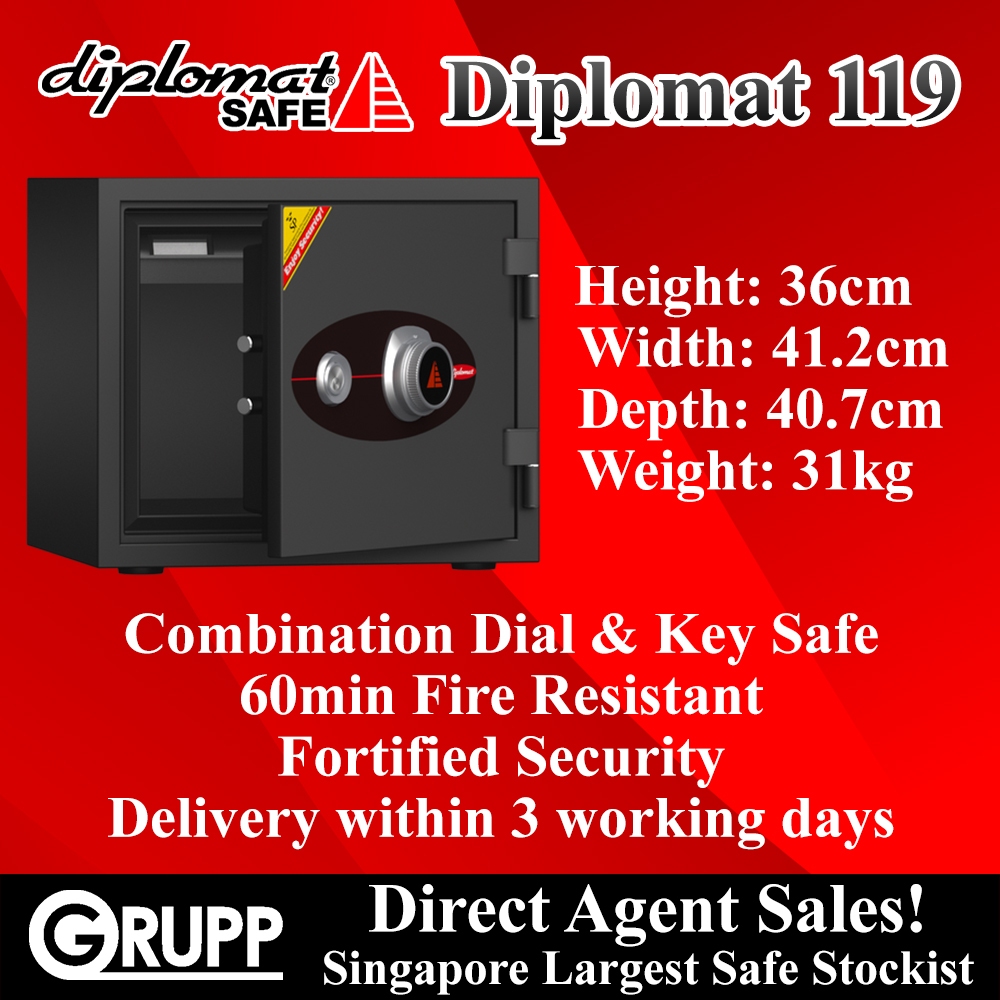 Diplomat Safe 119 Combination Dial & Key Fire Resistant Safe Box (Most ...