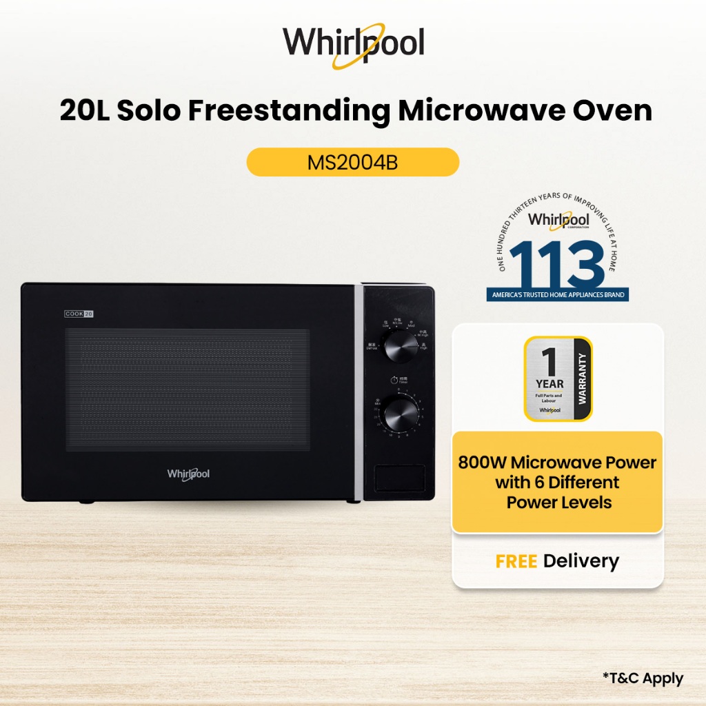 Whirlpool MS2004B 20L Solo Freestanding Microwave Oven with 1 Year Warranty | Shopee Singapore