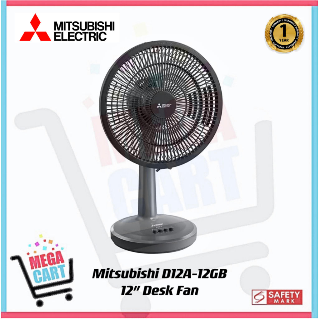 Mitsubishi 12” Desk Fan D12A-GB (Grey) (3 Years Motor Warranty ...