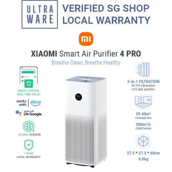 Xiaomi Mi Smart Air Purifier 4 Pro (Global Set, SG Warranty) | Shopee ...