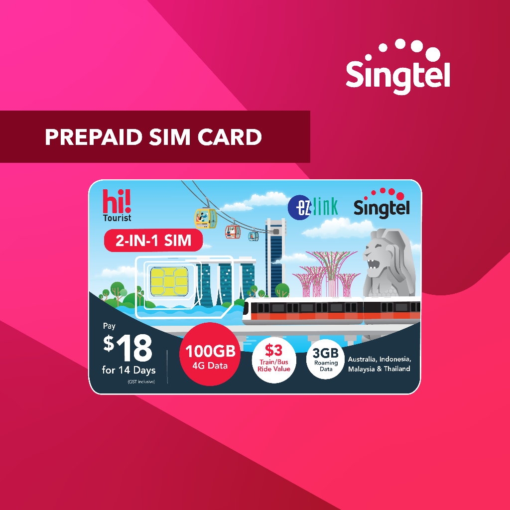 Singtel SGD18 hi Tourist Prepaid SIM Card (SIM to be registered within ...