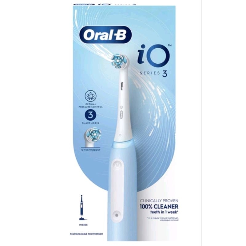 Oral-B IO3 Series 3 Electric Toothbrush Ice Blue / Black Ultimate Clean ...