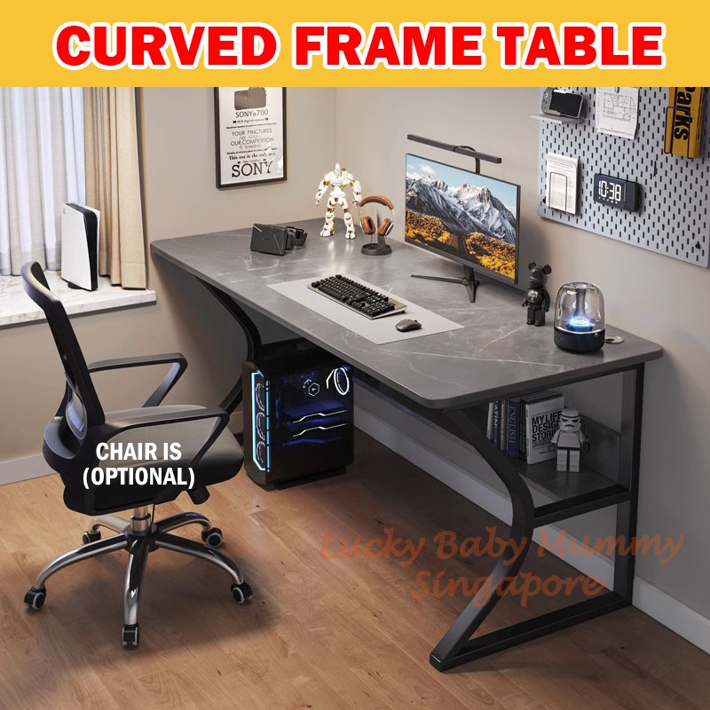 Curved Frame Steel Wood Computer Table, E-sport Design Study Desk, Home ...