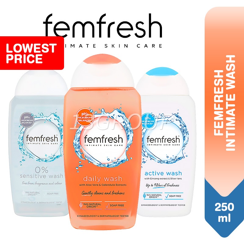 Femfresh Feminine Intimate Wash 0% Sensitive Active Daily Soothing ...