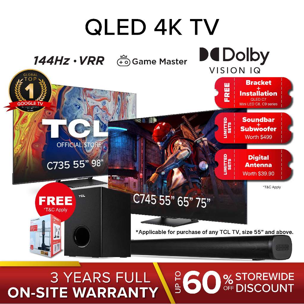 TCL C735 | C745 QLED 4K Google TV | 55 65 75 85 inch | iMAX Enhanced ...