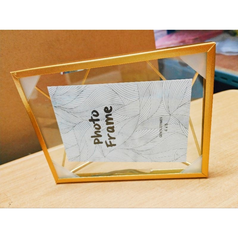 Golden Frame Crystal Glass Photo Frame (5R) | Shopee Singapore