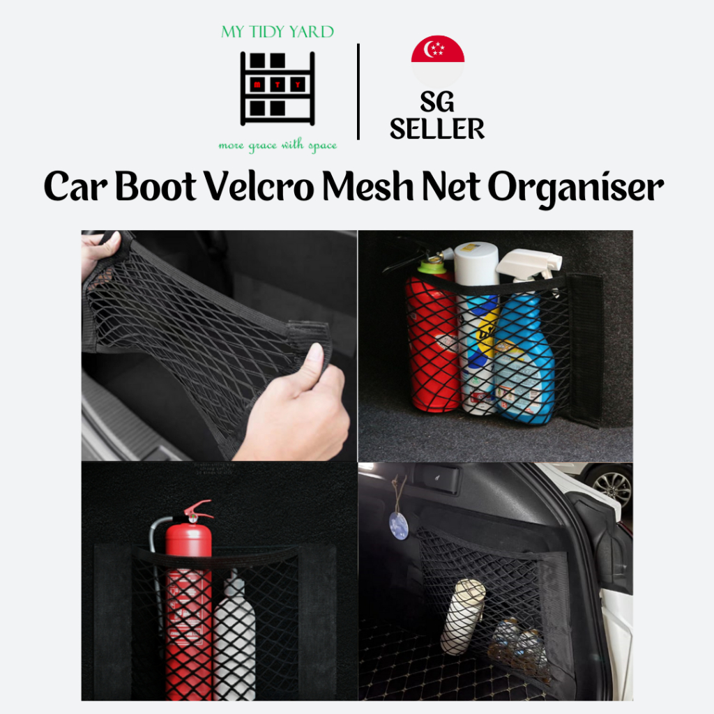 Car boot tidy with velcro store