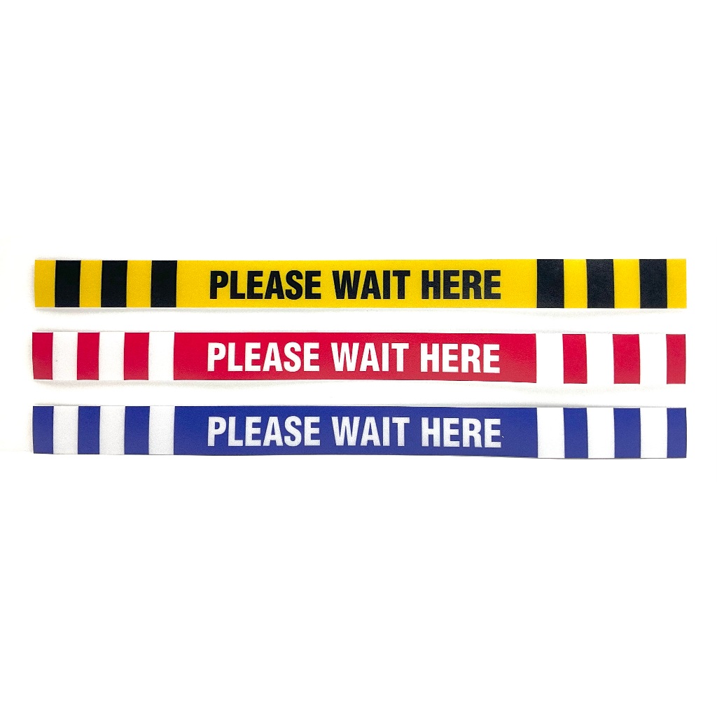 PLEASE WAIT HERE Anti-Slip Floor Sticker | 390mm x 30mm | WARNING ...