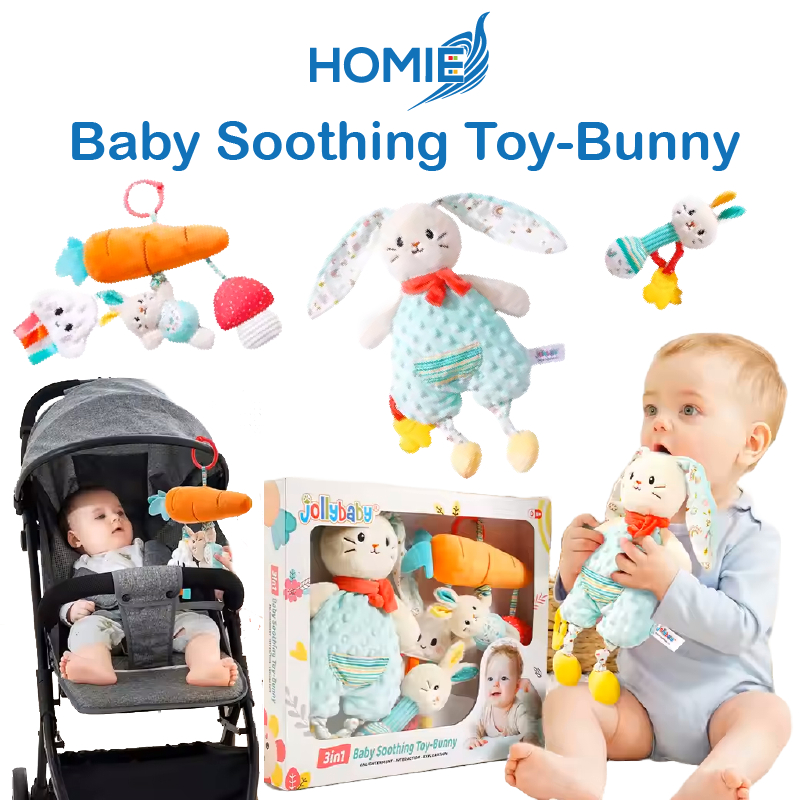 HOMIE 3in1 Baby Soothing Toy-Bunny Gift Set/Multi-Purpose Hanging ...