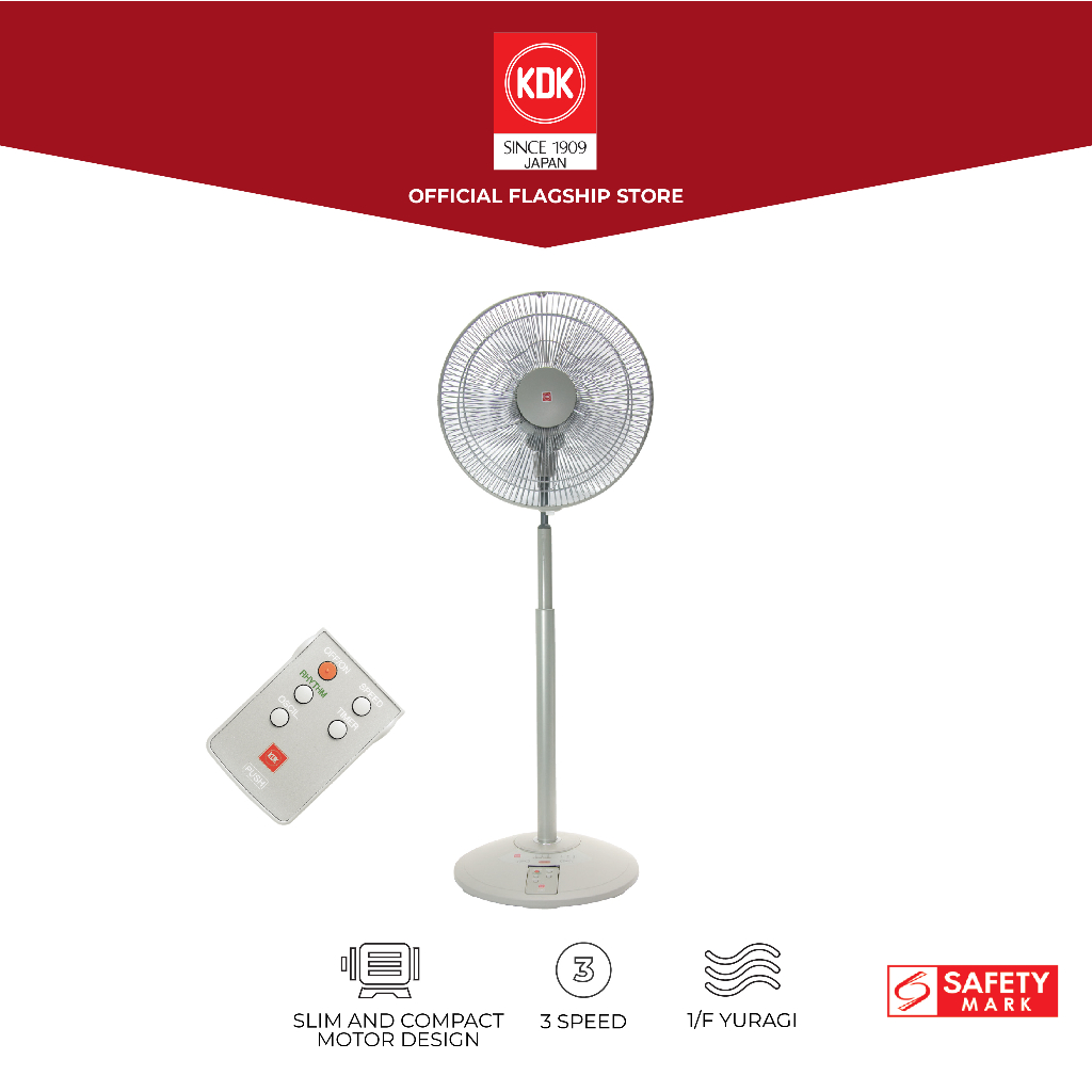 KDK N30NH Compact Stand Fan with Remote Control and Adjustable Height ...